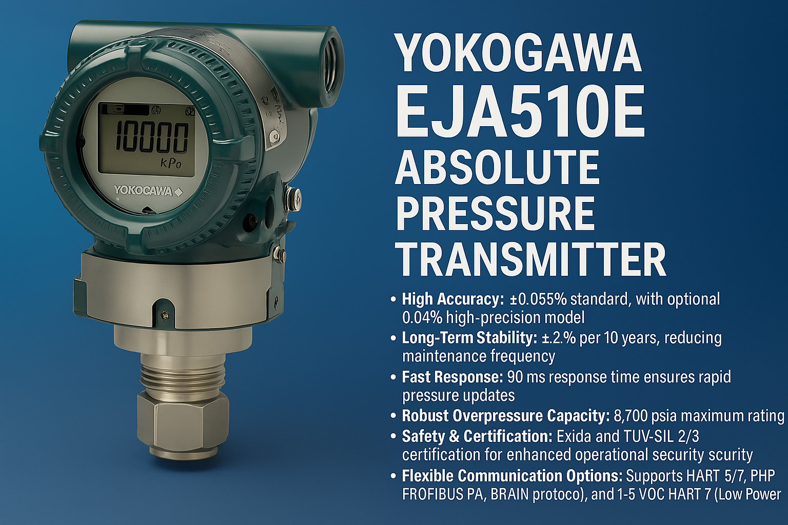 Yokogawa EJA510E Absolute Pressure Transmitter A Technical Overview